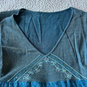 Tops | Womens Teal Embroidered Top | Poshmark
